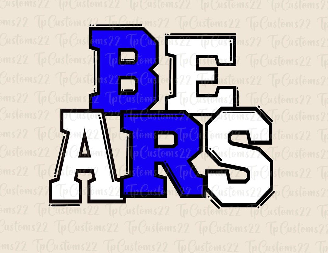 Bears Blue Football PNG, School Mascot Png, Blue and White Bears ...