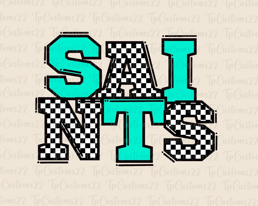 Saints Checkered Mint Football PNG, School Mascot Png, Mint & White ...