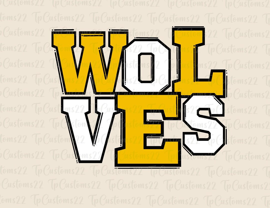 Wolves Yellow Football PNG, School Mascot Png, Yellow and White Wolves ...