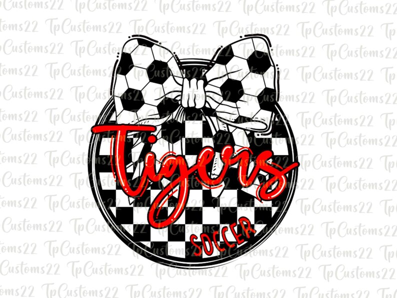 Tigers Checkered Red Soccer PNG, School Mascot Png, Red and White ...