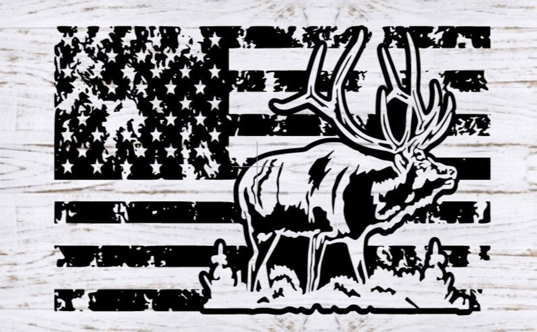 Grunge Flag Elk Hunting SVG, PNG, CNC, Laser, Vinyl Cutter, Silhouette ...