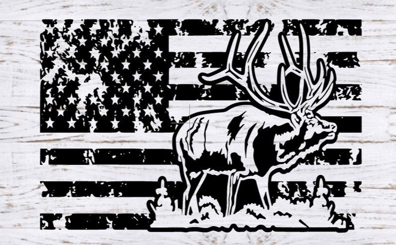 Grunge Flag Elk Hunting SVG PNG CNC Laser Vinyl Cutter - Etsy