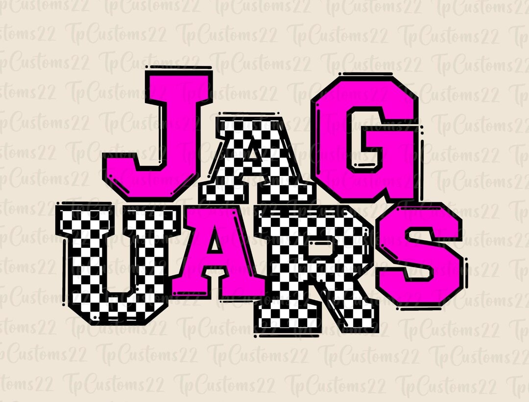 Jaguars Checkered Pink Football PNG, School Mascot Png, Pink & White ...