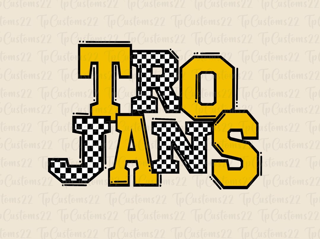 Trojans Checkered Yellow Football PNG, School Mascot Png, Yellow ...