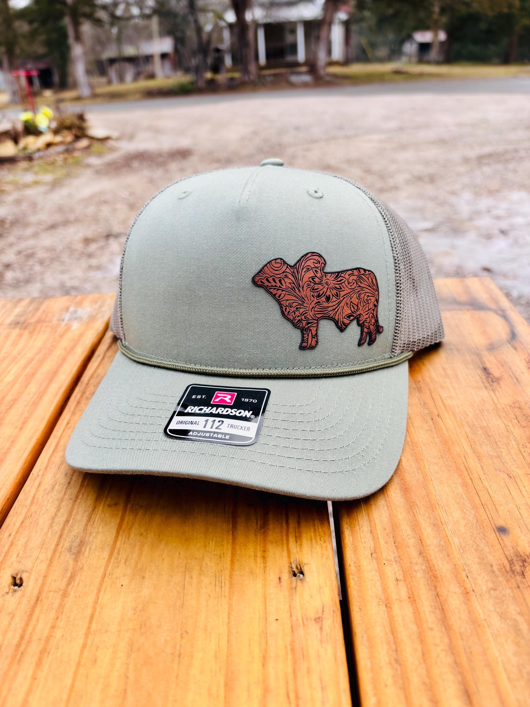 Tooled Leather Brahman Hat, Tooled Leather Rope Hat, Brahma Bull Hat ...