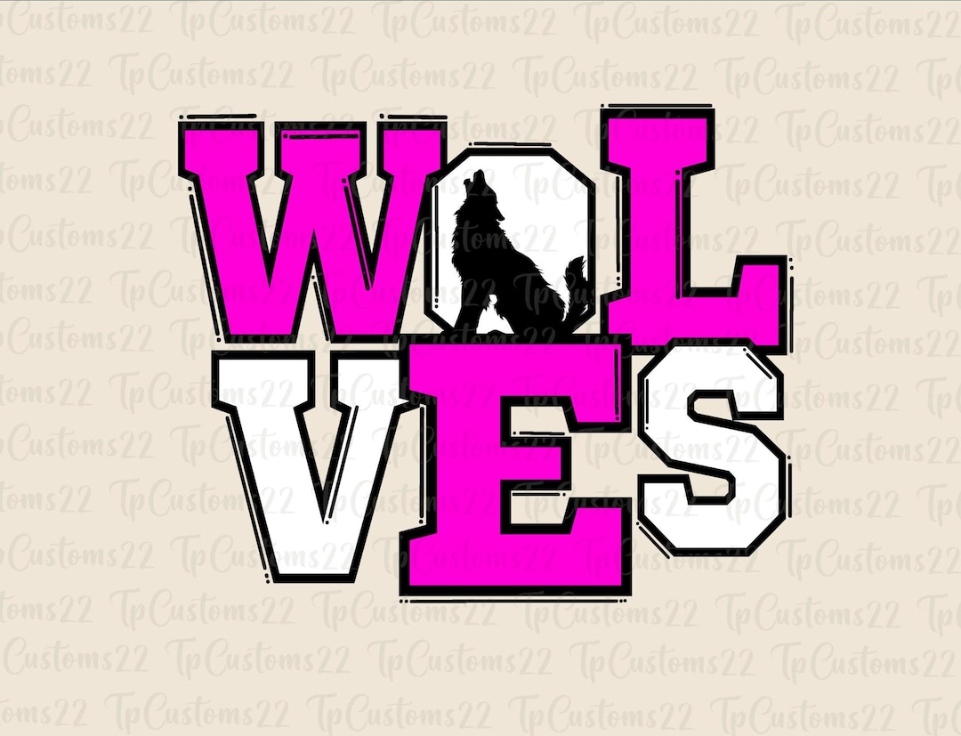 Wolves Pink Football PNG, School Mascot Png, Pink and White Wolves ...