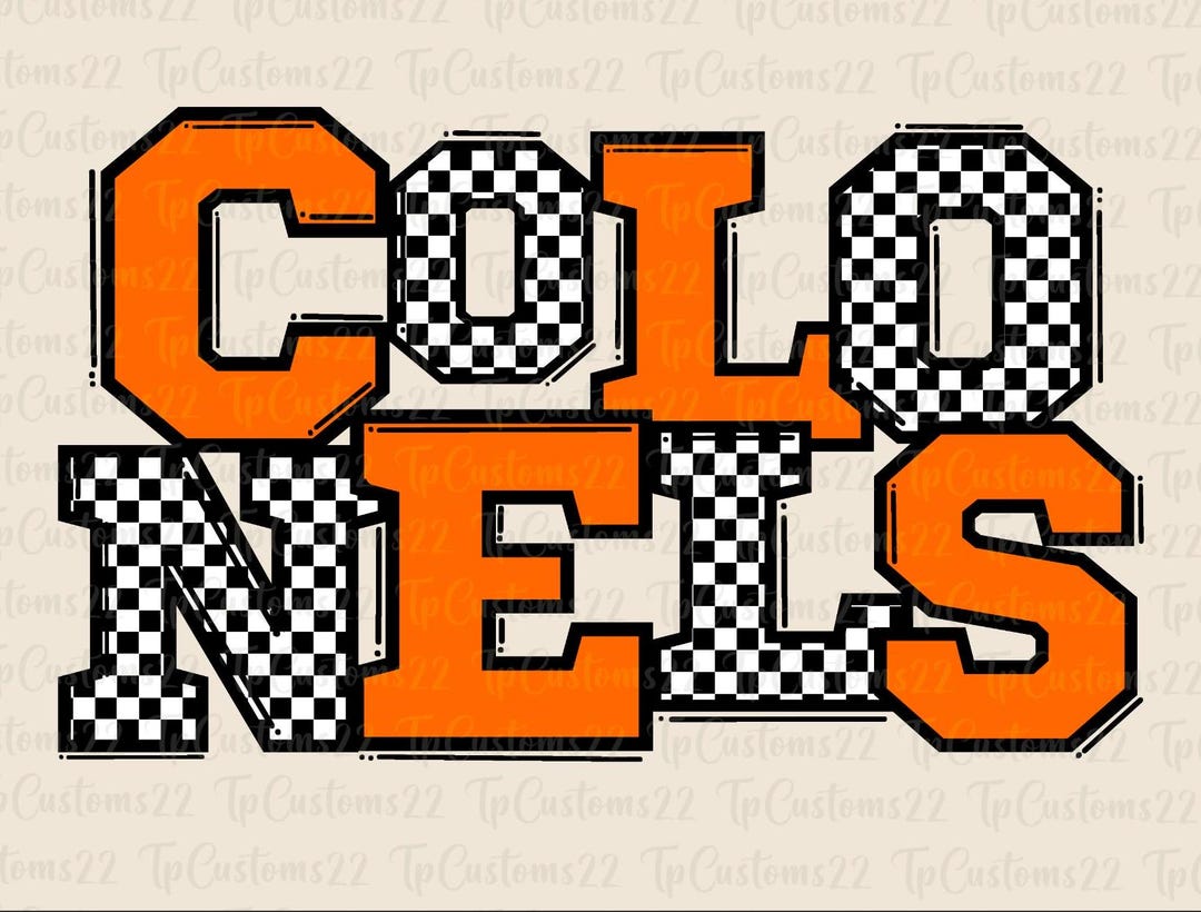 Colonels Checkered Orange Football PNG, School Mascot Png, Orange ...