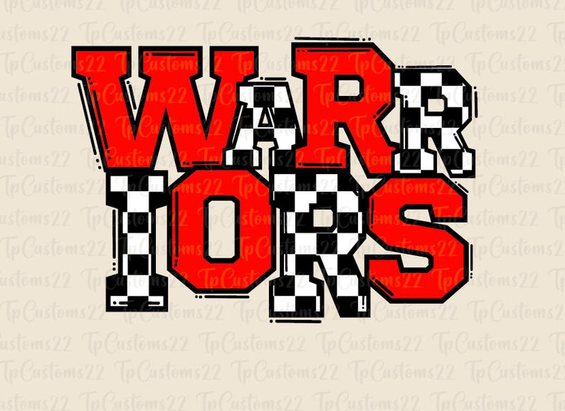 Warriors Checkered Red Football PNG, School Mascot Png, Red and White ...