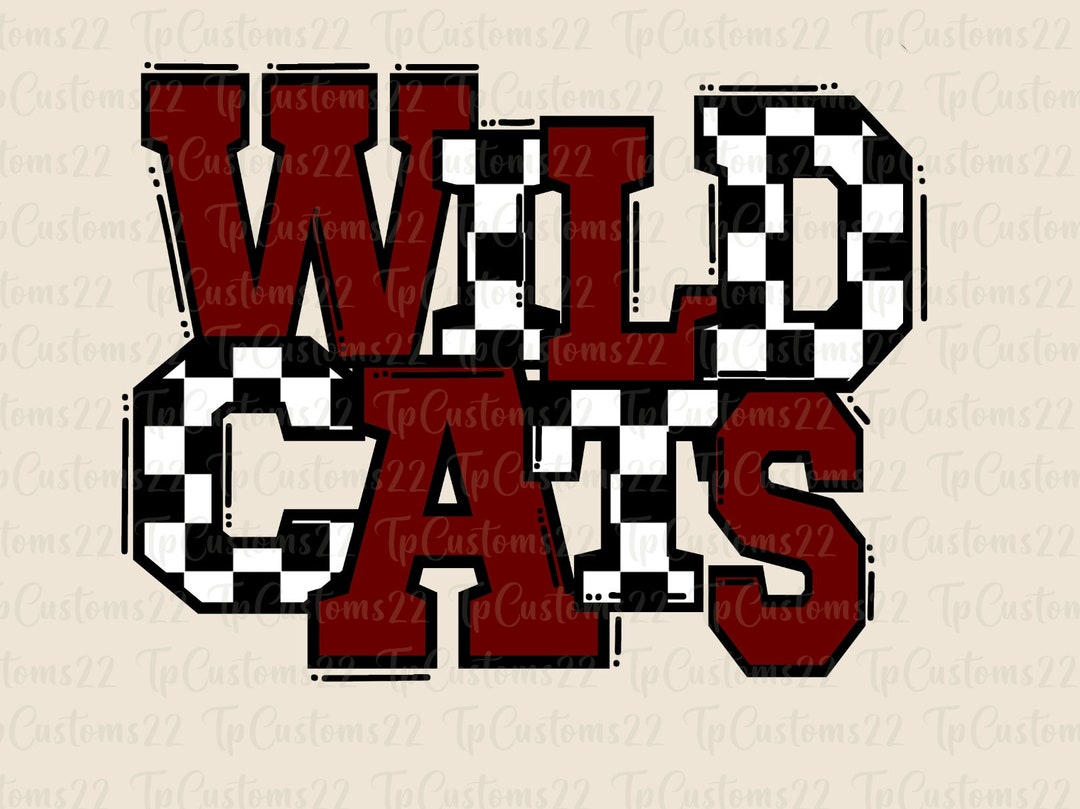 Wildcats Checkered Maroon Football PNG, School Mascot Png, Maroon and ...
