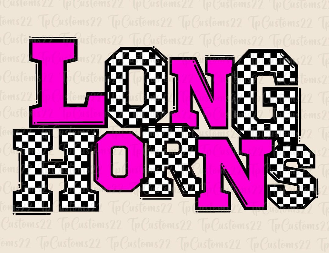 Longhorns Checkered Pink Football PNG, School Mascot Png, Pink & White ...