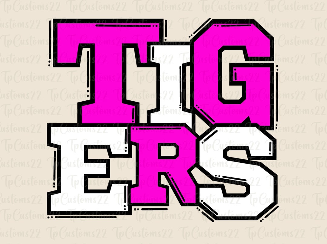 Tigers Pink Football PNG, School Mascot Png, Pink and White Tigers ...