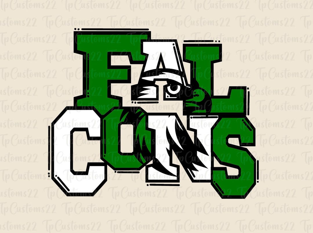 Falcons Green Football PNG, School Mascot Png, Green and White Falcons ...