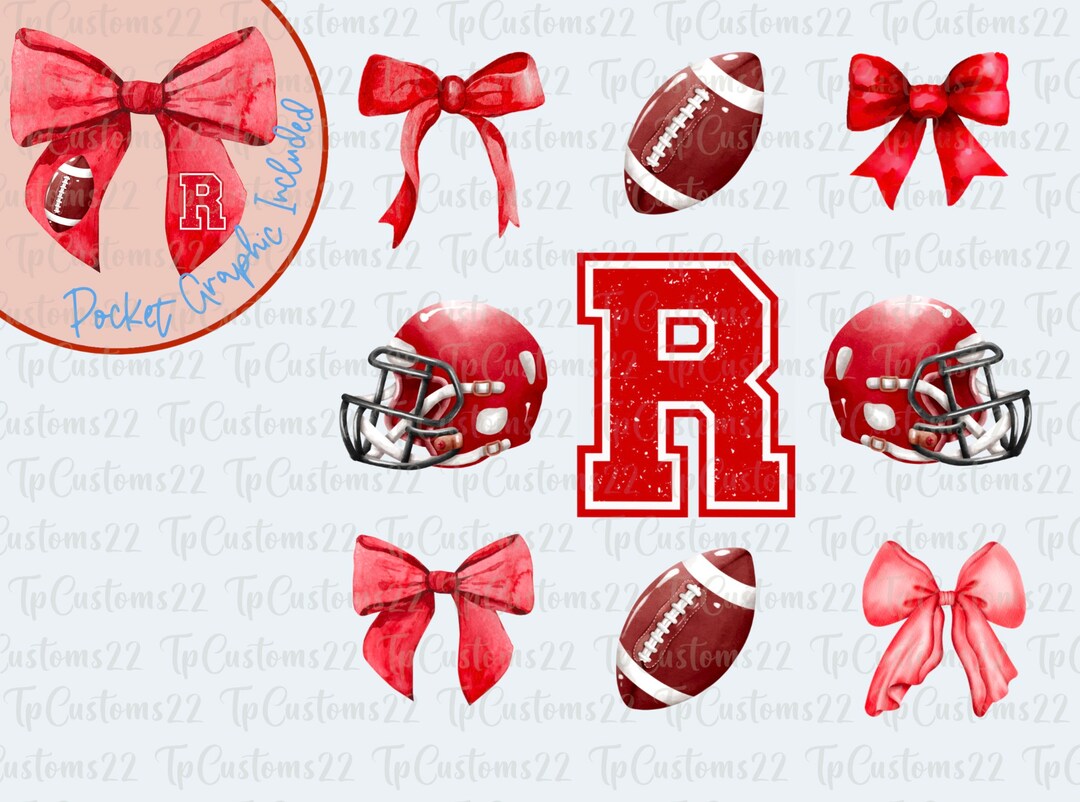 Coquette Red R Football PNG, Football Png, Red Aesthetic Football PNG ...