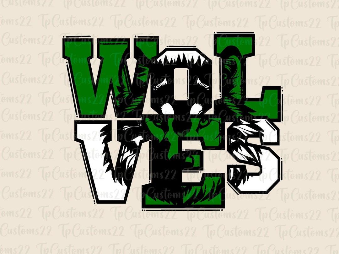 Wolves Green Football PNG, School Mascot Png, Green and White Wolves ...