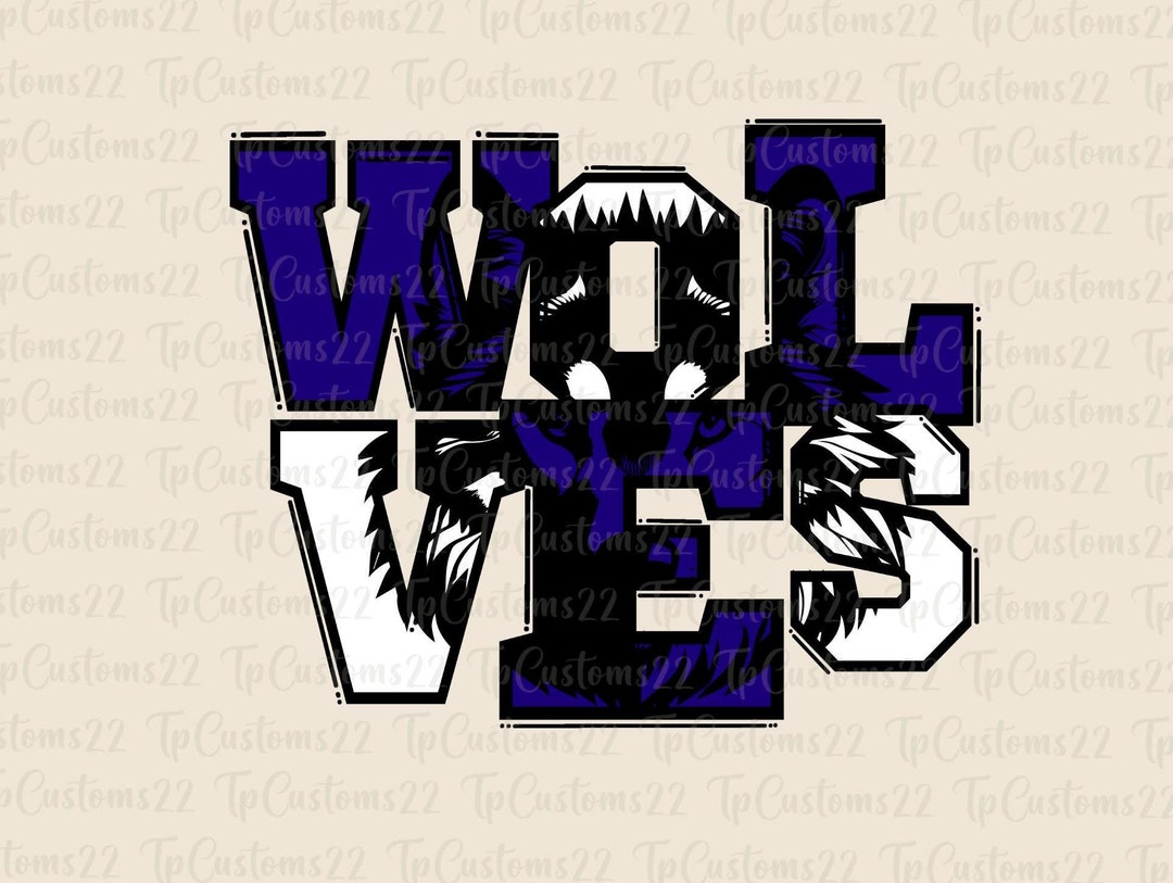 Wolves Navy Football PNG, School Mascot Png, Navy and White Wolves ...