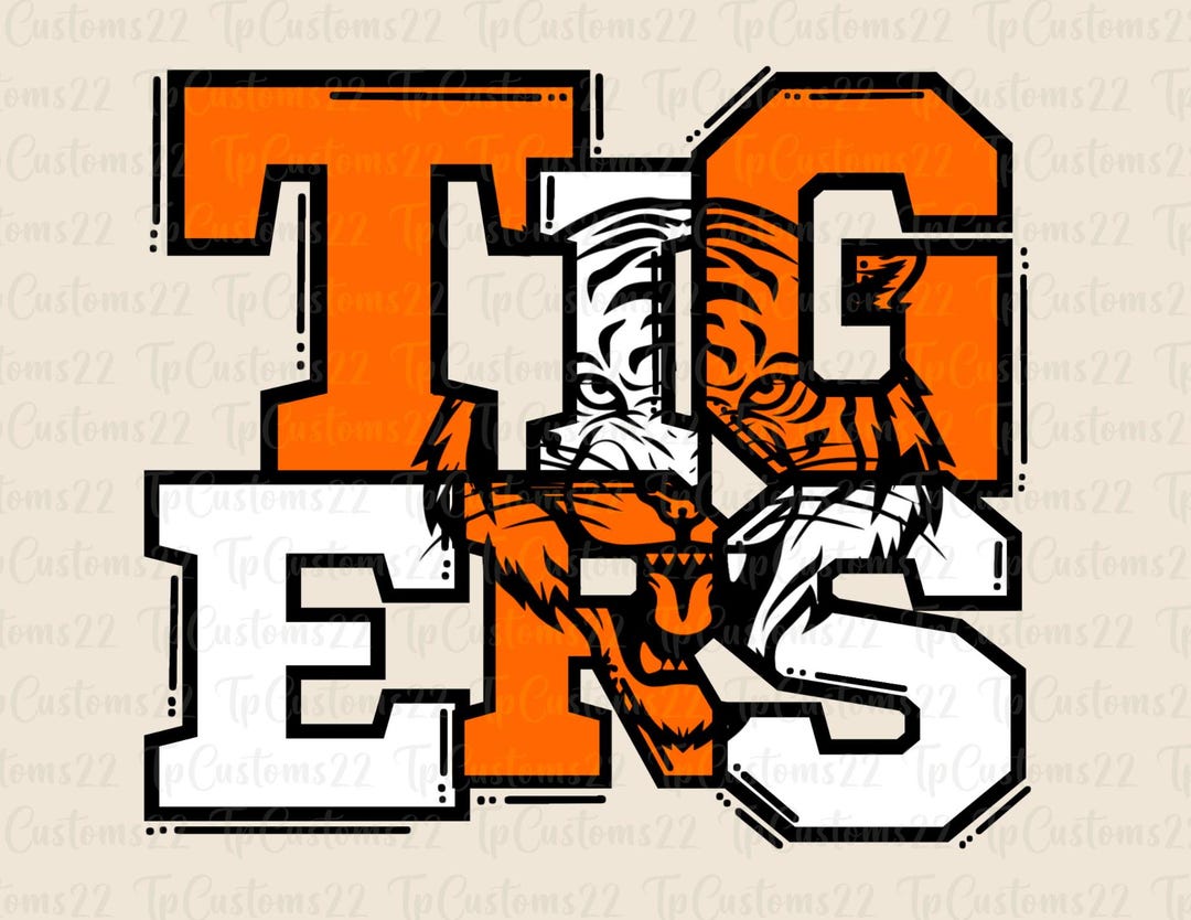 Tigers Orange Football PNG, School Mascot Png, Orange and White Tigers ...
