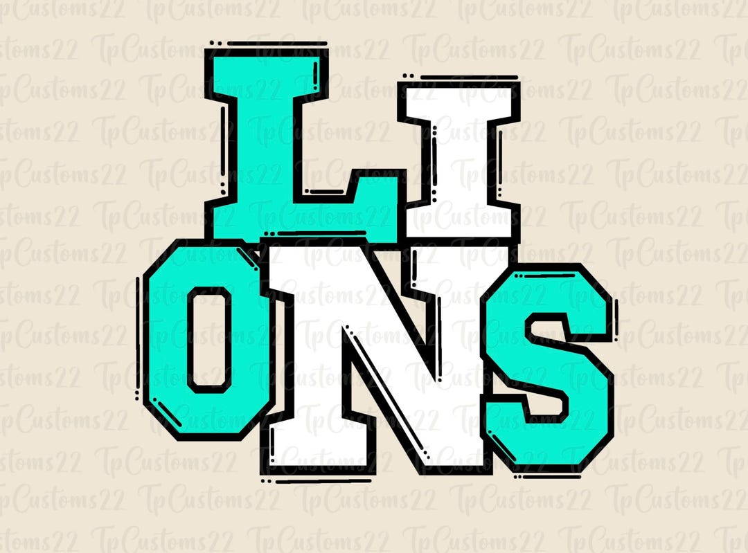 Lions Mint Football PNG, School Mascot Png, Mint and White Lions, Football Shirt, School Spirit ...