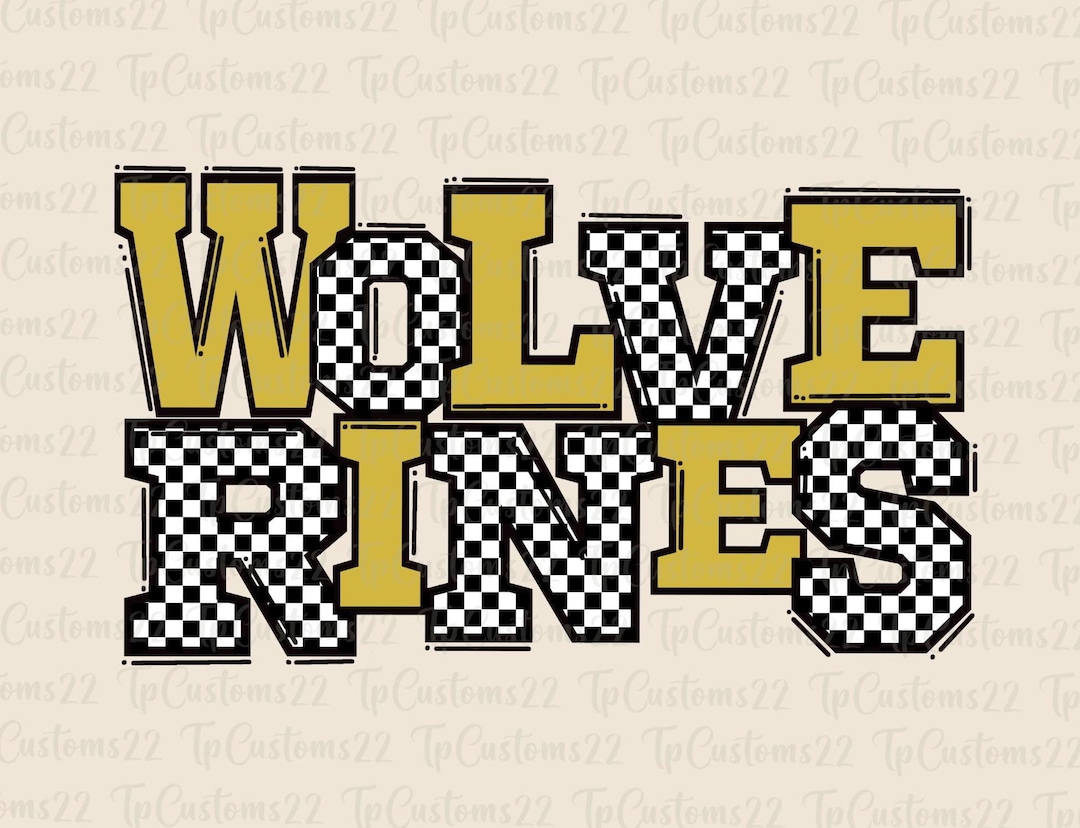 Wolverines Checkered Gold Football PNG, School Mascot Png, Gold & White ...