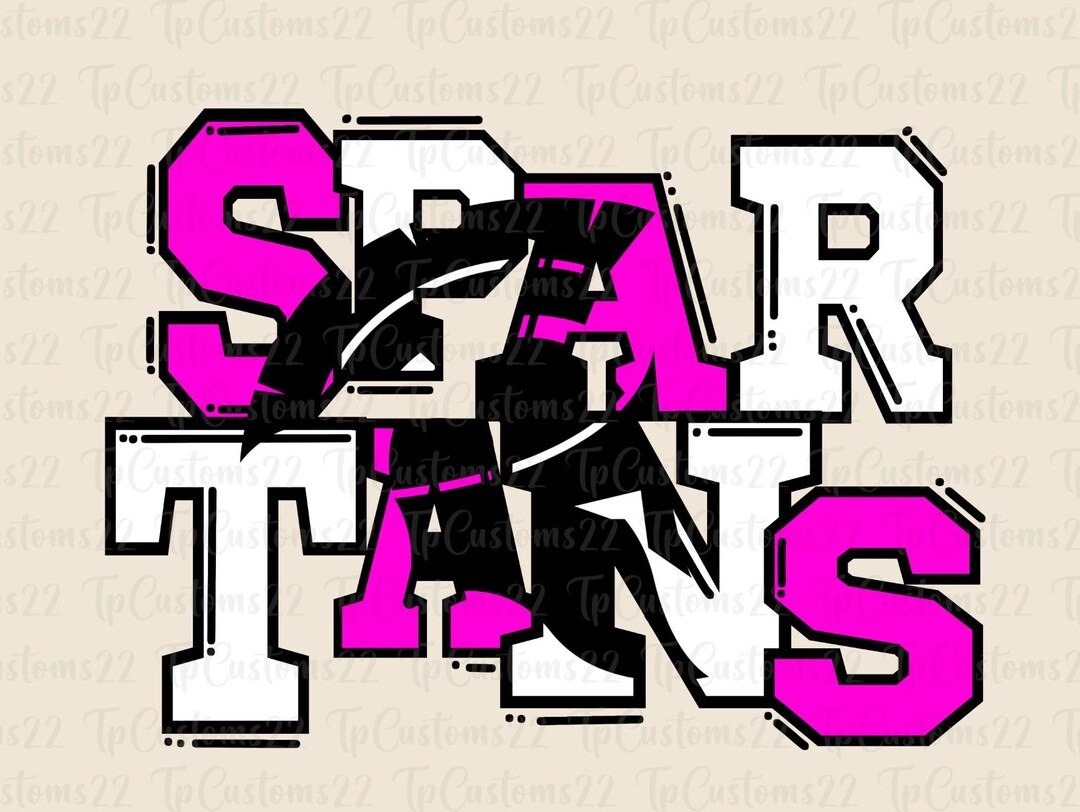 Spartans Pink Football PNG, School Mascot Png, Pink and White Spartans ...