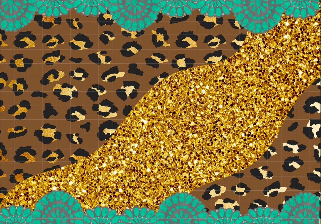 Leopard Turquoise Glitter Background Png Sublimation Design, Western ...