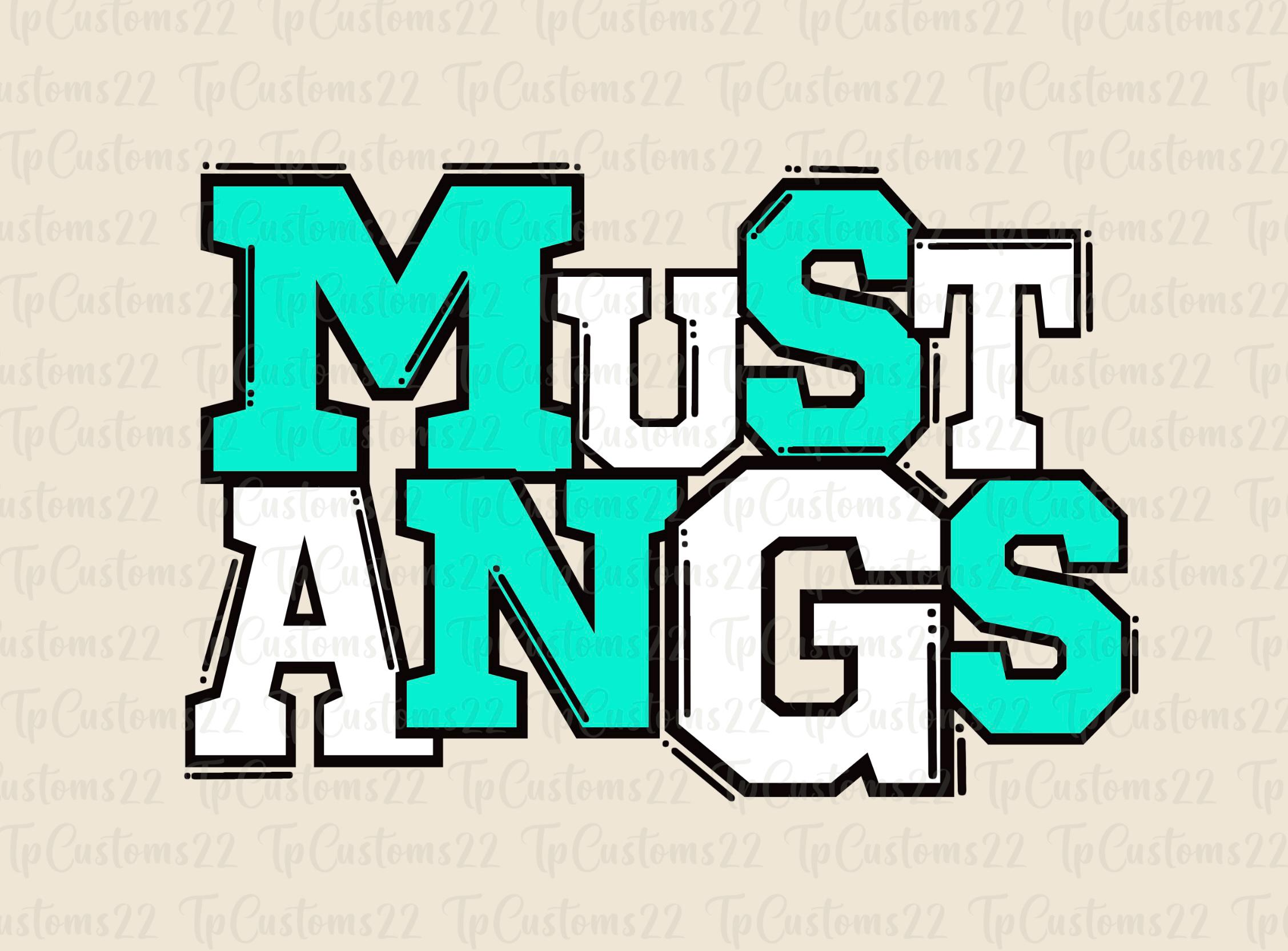 Mustangs Mint Football PNG, School Mascot Png, Mint and White Mustangs ...
