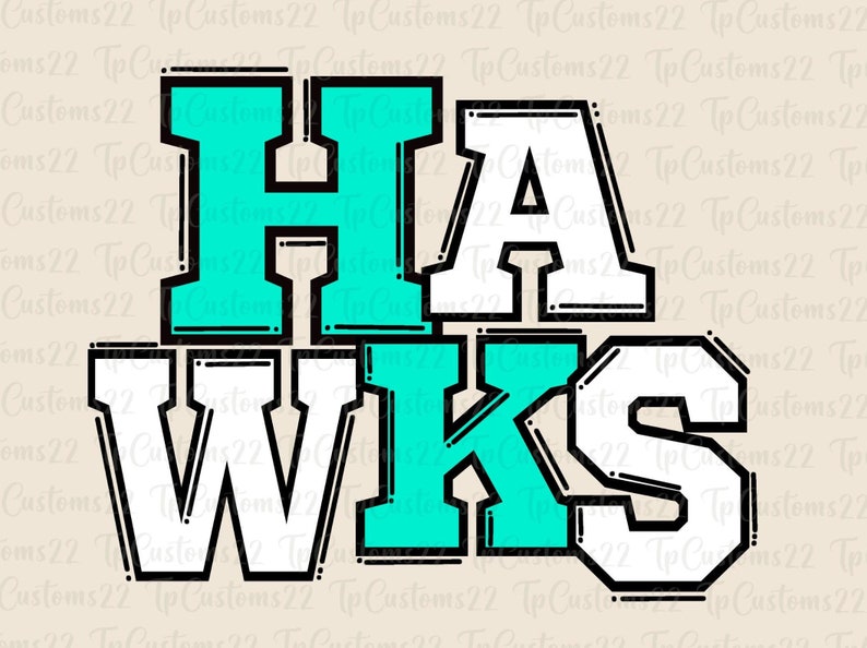 Hawks Mint Football PNG, School Mascot Png, Mint and White Hawks ...