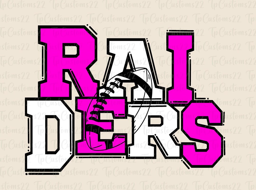 Raiders Pink Football PNG, School Mascot Png, Pink and White Raiders ...