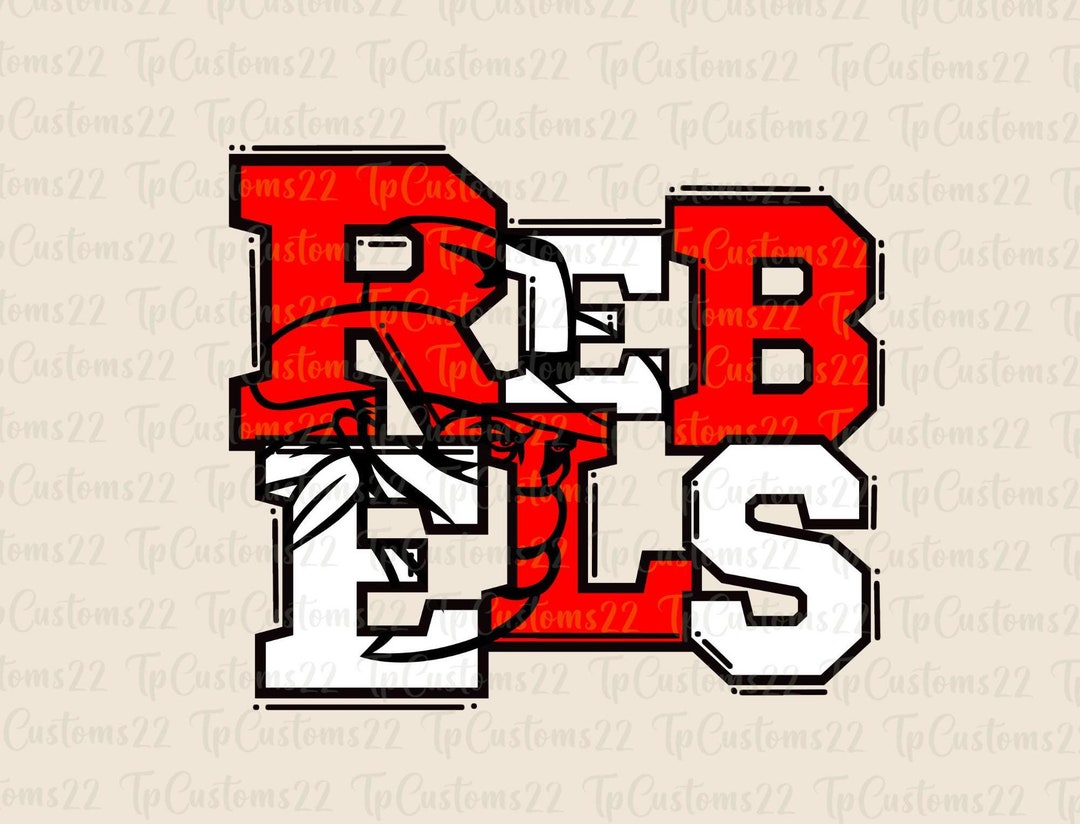 Rebels Red Football PNG, School Mascot Png, Red & White Rebels ...