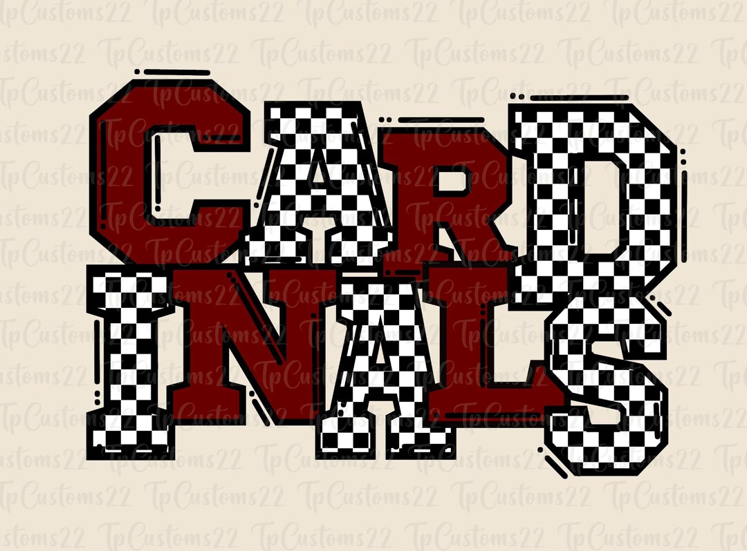 Cardinals Checkered Maroon Football PNG, School Mascot Png, Maroon ...