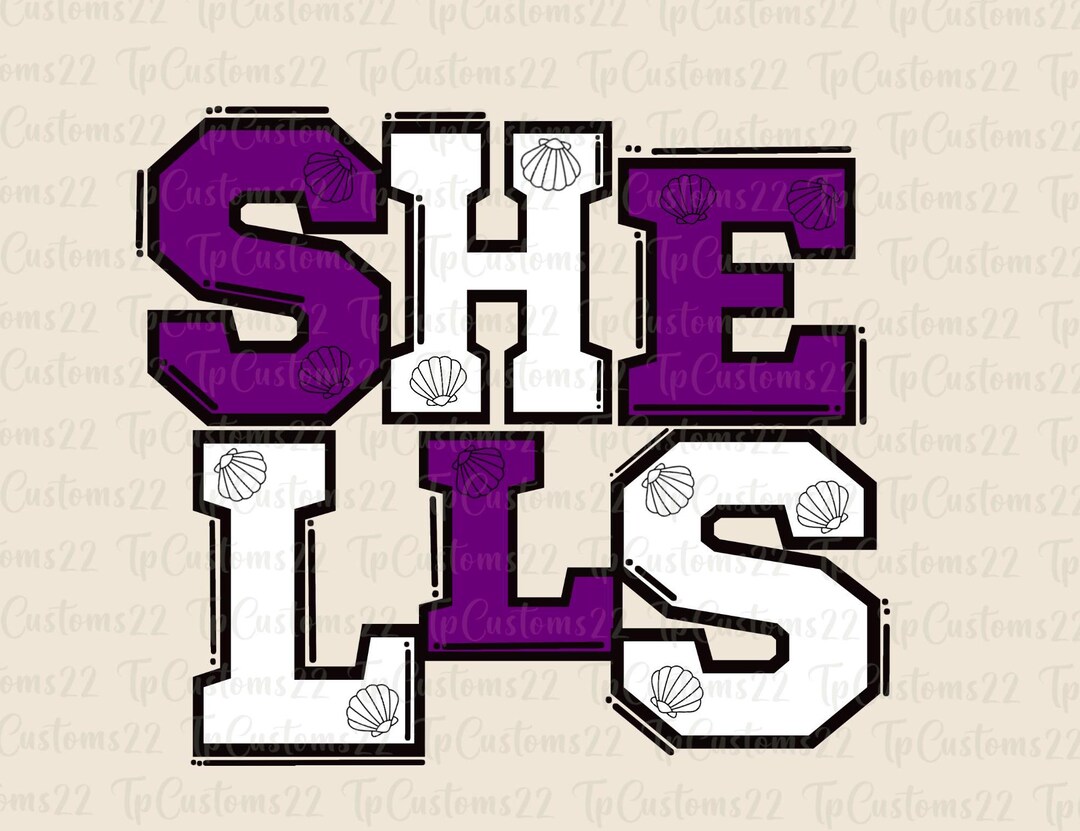 Shells Purple Football PNG, School Mascot Png, Purple and White Shells ...