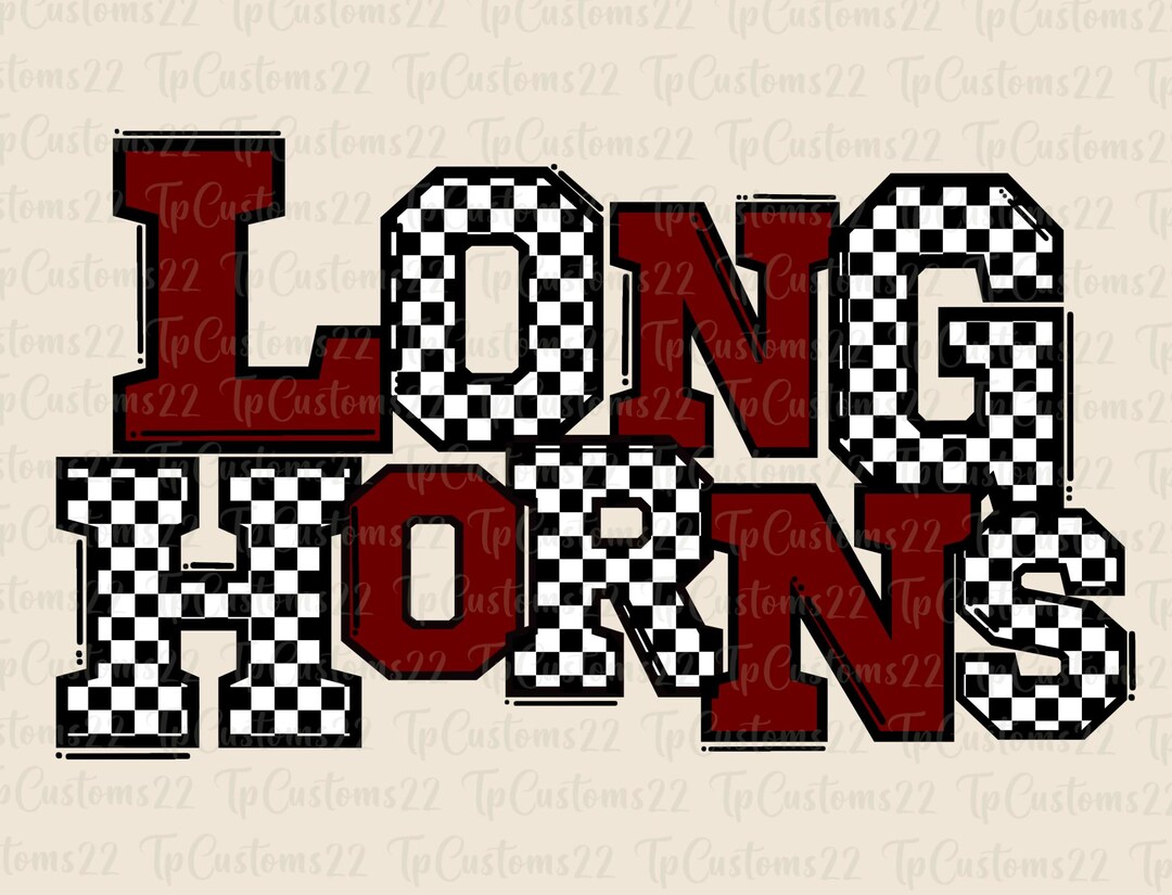 Longhorns Checkered Maroon Football PNG, School Mascot Png, Maroon ...