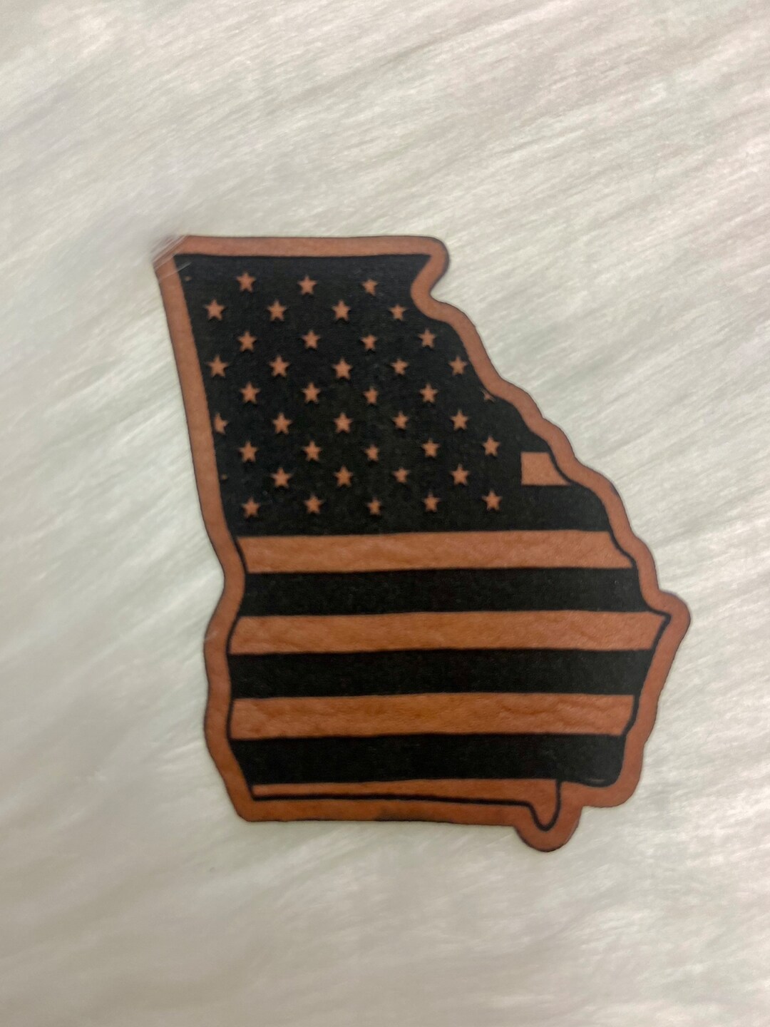 Georgia State Flag Leather Shape, Leatherette Patches With Adhesive ...