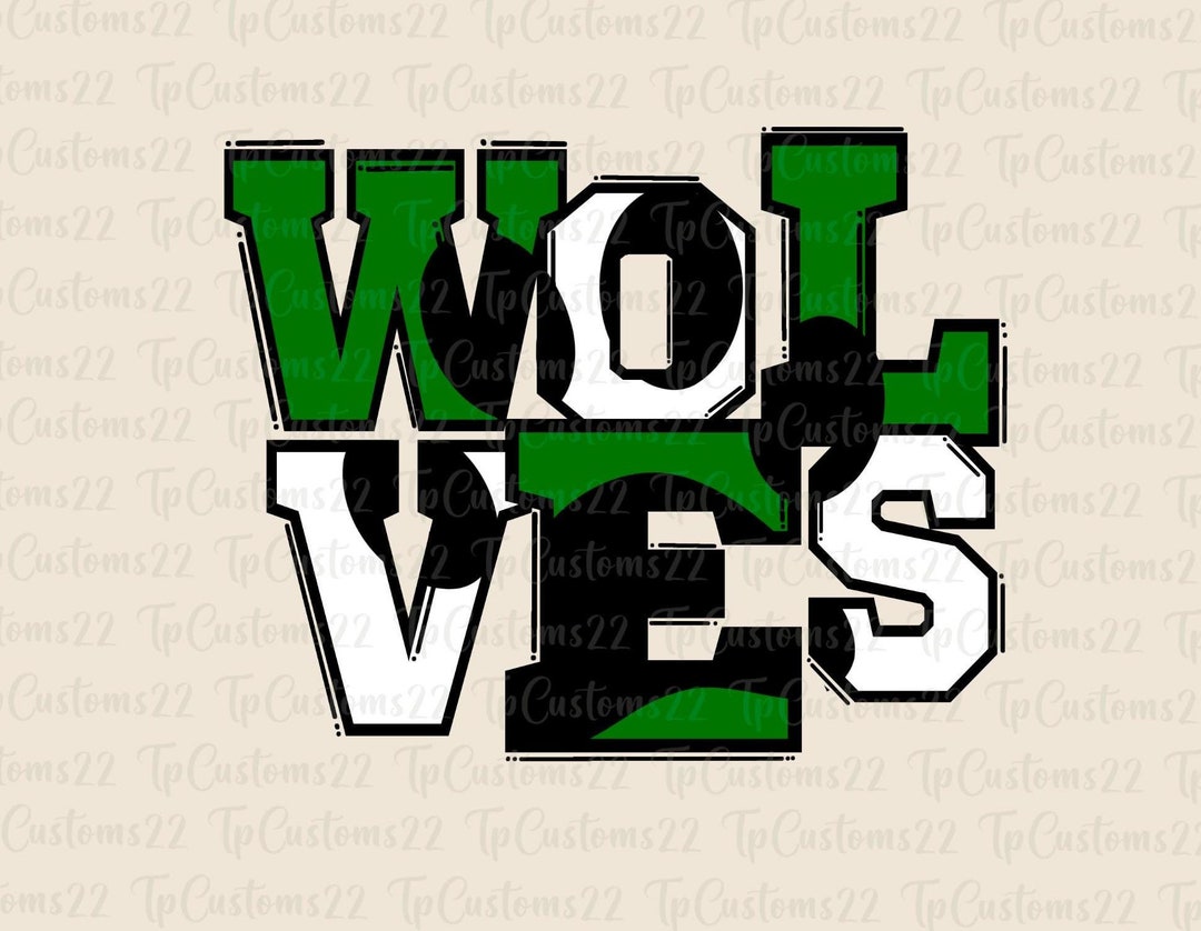 Wolves Green Football PNG, School Mascot Png, Green and White Wolves ...