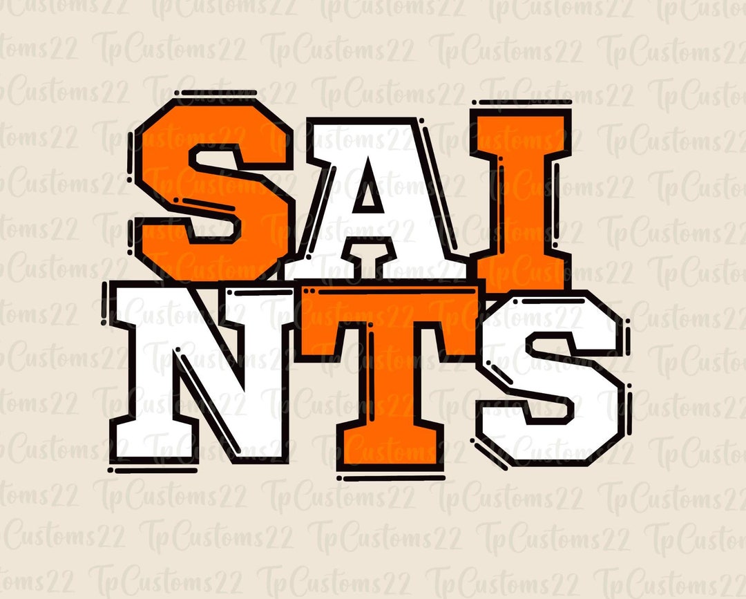 Saints Orange Football PNG, School Mascot Png, Orange and White Saints ...