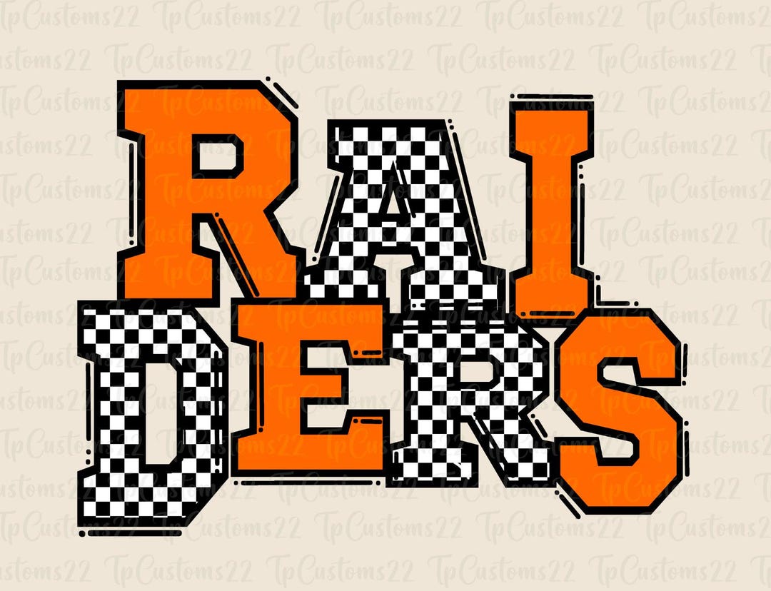 Raiders Checkered Orange Football PNG, School Mascot Png, Orange ...