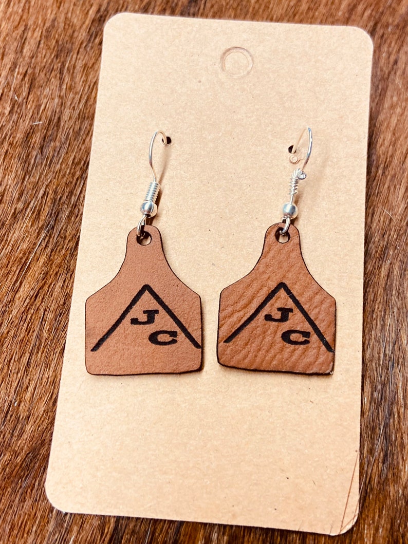 YOUR BRAND Custom Brand Ear Tag Earrings Branded Leather - Etsy