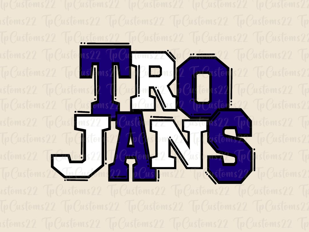 Trojans Navy Football PNG, School Mascot Png, Navy and White Trojans ...