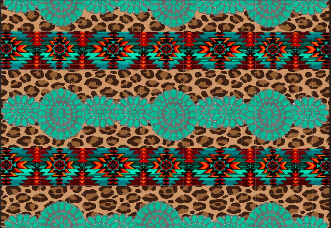 Leopard Turquoise Serape Background Png Sublimation Design, Western ...
