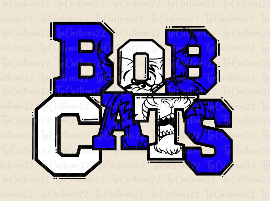 Bobcats Blue Football PNG, School Mascot Png, Blue and White Bobcats ...