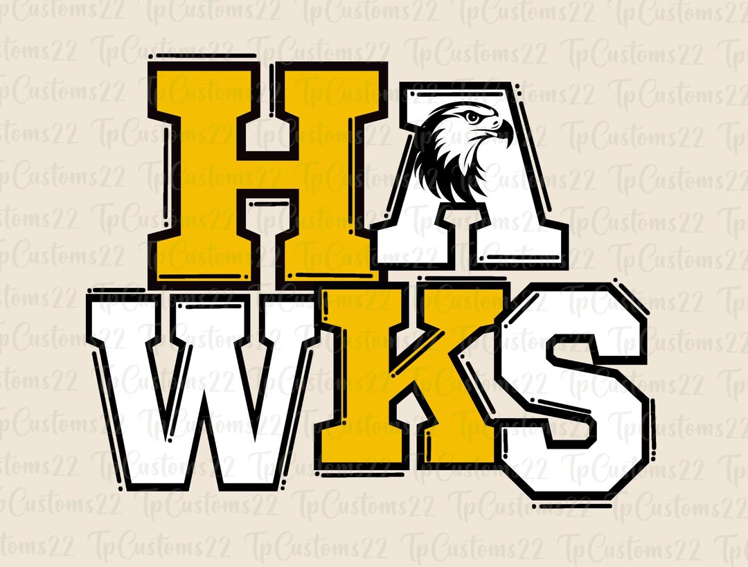 Hawks Yellow Football PNG, School Mascot Png, Yellow and White Hawks ...