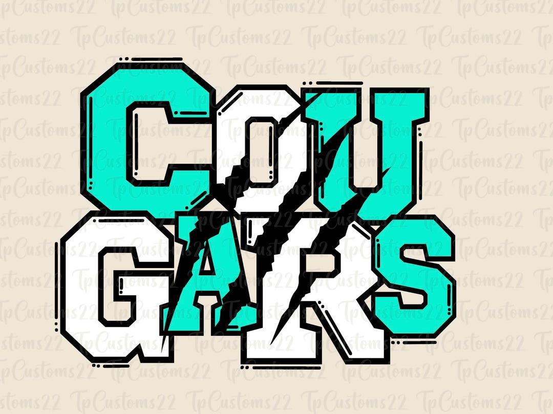 Cougars Mint Football PNG, School Mascot Png, Mint and White Cougars ...