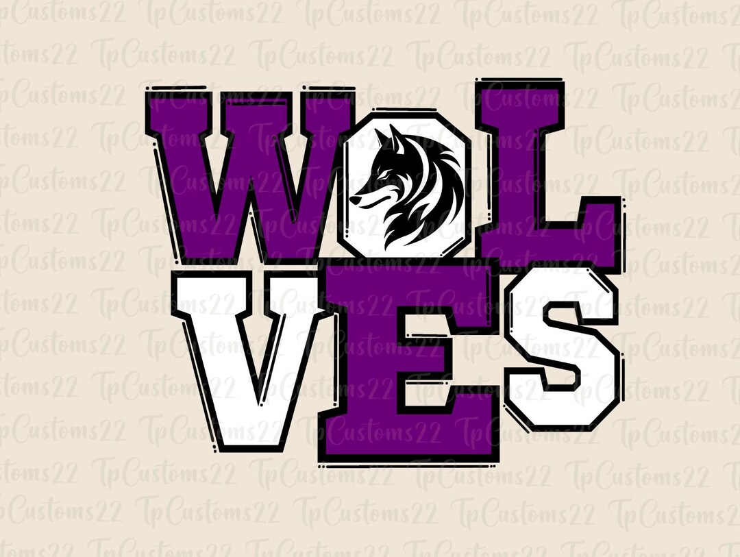 Wolves Purple Football PNG, School Mascot Png, Purple and White Wolves ...