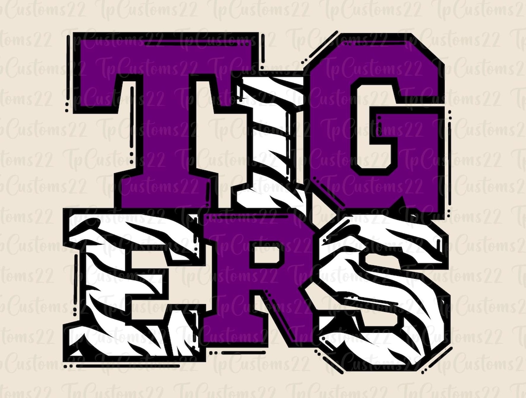 Tigers Purple Football PNG, School Mascot Png, Purple and White Tigers ...