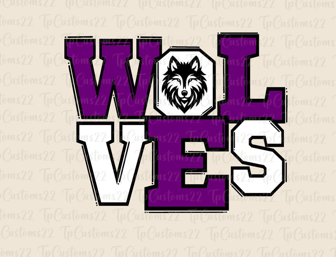 Wolves Purple Football PNG, School Mascot Png, Purple and White Wolves ...