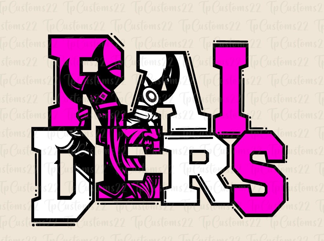 Raiders Pink Football PNG, School Mascot Png, Pink and White Raiders ...