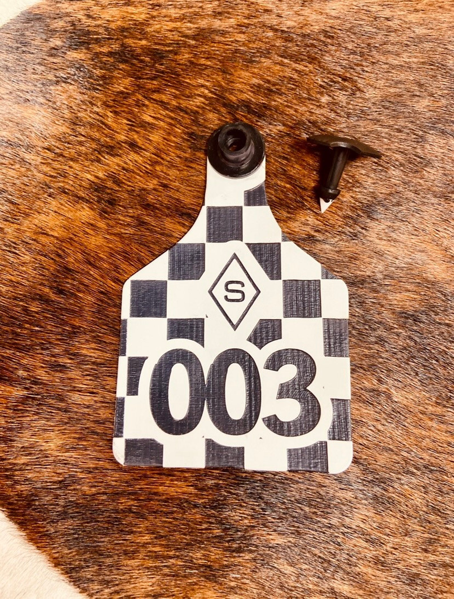 Custom Checkered Engraved Cattle Ear Tag, Cattle Ear Tags, Custom ...