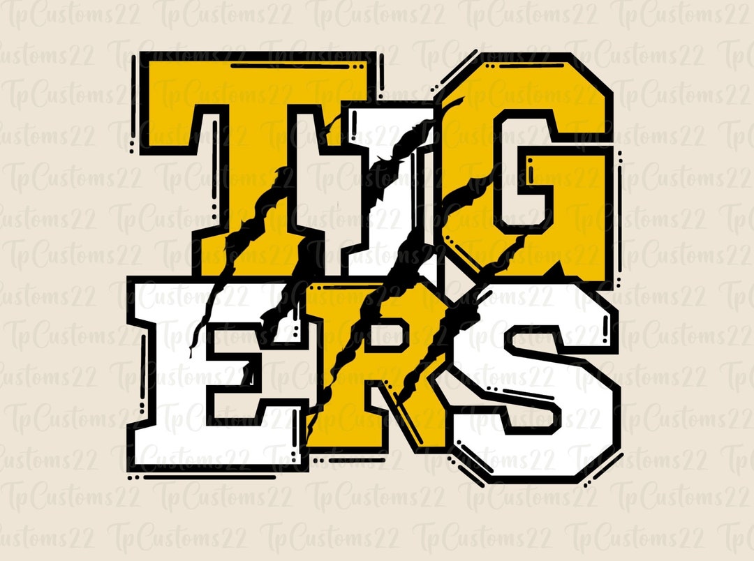 Tigers Yellow Football PNG, School Mascot Png, Yellow and White Tigers ...