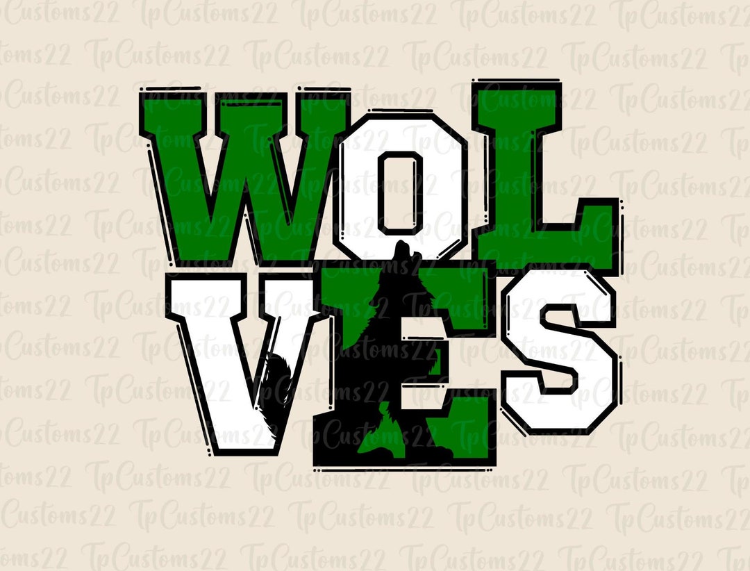 Wolves Green Football PNG, School Mascot Png, Green and White Wolves ...