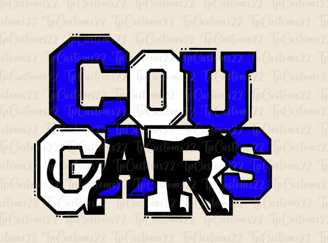 Cougars Blue Football PNG, School Mascot Png, Blue and White Cougars ...