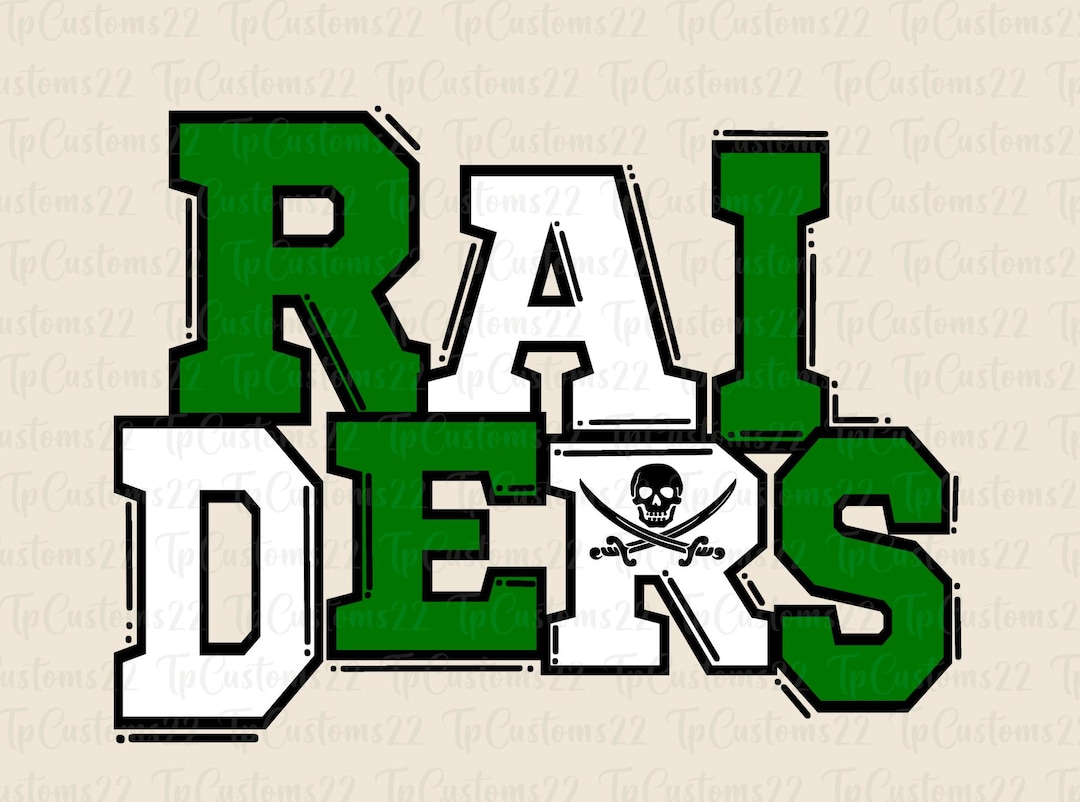 Raiders Green Football PNG, School Mascot Png, Green and White Raiders ...